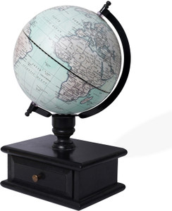 CASA DECOR Metallic Revolving Drawer Globe Desk Décor Earth Globe World ...