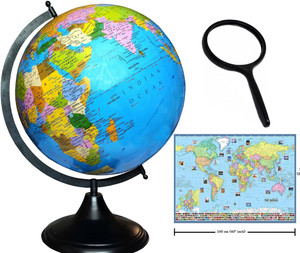 Savy 12 Inch Rotating Globe Black Metal Arc Base Color Map for Kids ...