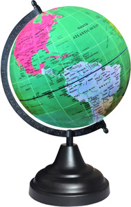 Savy 8 Inch Globe Black Metallic Arc Base Colored Map Green Glossy ...