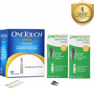 OneTouch 50 With 2 * 25 Delica Plus Lancets 50 Glucometer Strips Price ...