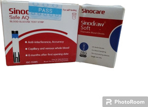 Sinocare Safe AQ Combo Sinodraw Soft 50 Lancets 50 Glucometer Strips ...