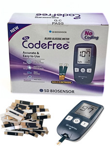 SD Codefree Blood Glucose Machine with 100 Strips 100 Round Lancet ...