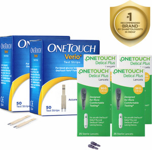 OneTouch 50 With 2 * 25 Delica Plus Lancets 100 Glucometer Strips Price ...