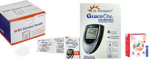 Dr. Morepen Gluco with 50 strips 50 lancets 50swab Glucometer Price in ...