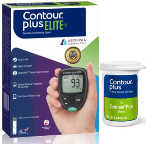 CONTOUR PLUS Elite Glucometer (20 Strips + 5 Lancets + Lancing Device ...