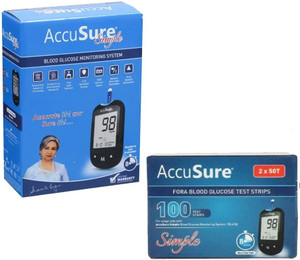 AccuSure SIMPLE GLUCOMETER WITH 100 STRIPS Glucometer Price in India ...