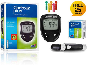 CONTOUR PLUS Sugar Testing Machine Glucometer with 25 Free Blood ...