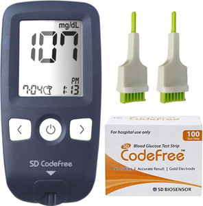 SD Codefree Blood Glucose Monitoring Machine with 100(Strip & Safe-T ...