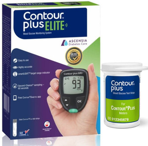 CONTOUR PLUS Elite Glucometer (20 Strips + 5 Lancets + Lancing Device ...