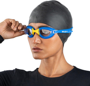 BOLDFIT Adult Swimming Goggles Men & Women Airtight UV Adjustable Strap ...