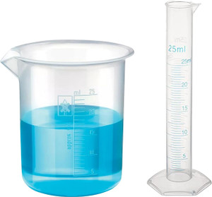 Pushpa Plastic 25ml Measuring Cylinder & 25ml Measuring Beaker Combo PP ...