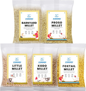 A'GRAINS! Combo Pack of 5, Unpolished Millets,Foxtail, Kodo, Barnyard ...