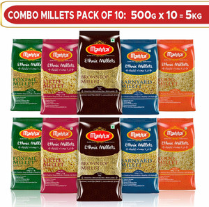 Manna Millets 5Kg Combo Pack of 10 (With Browntop) | Natural Grains ...