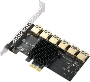 microware PCIe Converter Riser Card PCI-E 1 To 6 External 16X Slot USB ...