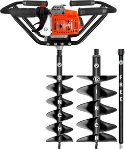 DVI 2 Stroke 63CC Petrol Engine Earth Auger With 8 Inch + 12 Inch ...