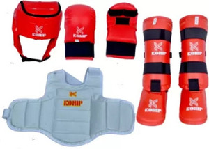 KOHIP Karate Kit Gloves ,Head Guard Shin Guard Chest Guard (Red-Large ...