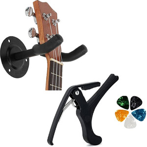 AMG Music Acoustic Guitar Capo with Picks and Guitar wall Hanger Guitar ...