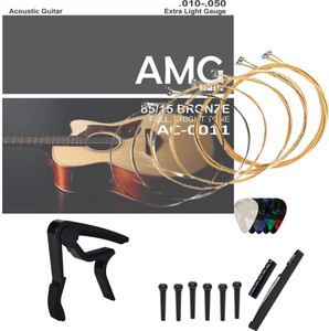 AMG Music Acoustic Guitar String Set with Combo of Saddle set & Quick ...