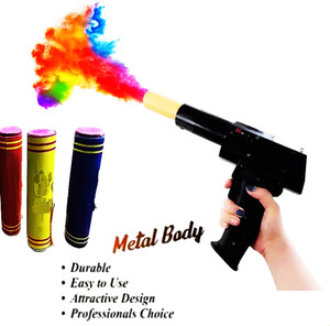 Honbon Cold Pyro Holi Shots Pack of 4Pcs Pyro & 1 Gun Multi Colors ...