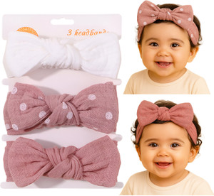 SYGA 3 Pcs Nylon Bow Soft Stretchable Headband for Newborn Infant ...