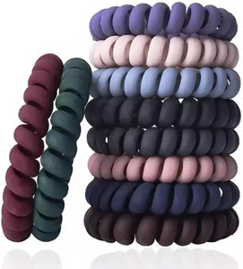 Blubby Telephone Wire Spiral Hair Ties for Girls and Women (Pack of 10 ...