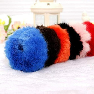 Panaah Fluffy Fur Hair Rubber Bands Multi Color (Set of 6) Rubber Band ...