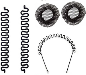 Sharum Crafts 2pc French Choti Maker Juda Cover 2 & 1pc zig zag hair ...