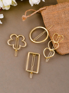Silvermerc Designs Set of 4 Golden Trendy Hair Pins Hair Pin Price in ...