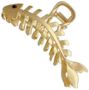 Styledose Gold Hair Clip Fish Bone Shape Large Metal Latest Design Hair ...