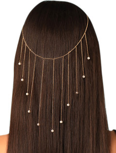 YELLOW CHIMES Head Chain For Women Gold Toned Crystal Studded Head ...