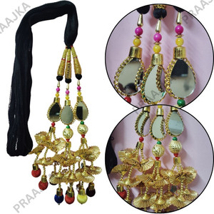 PRAAJKA Women Multicolored Mirror Zari Handmade Punjabi Choti Paranda ...