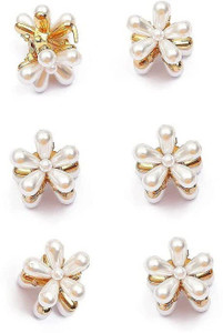 Rubela 6 Pcs Pearl Mini Claw Clips Flower Design Barrettes for Women ...
