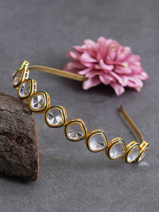 AHOORA Gold Plated Brass Hairband/Mathapatti Hair Band Price in India ...