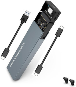 HANNEA Aluminum M.2 NVME and SATA NGFF Enclosure Dual Protocol 2.5 inch ...