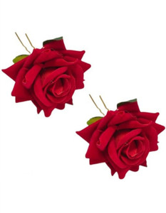 rosies Artificial Red Rose Flower Juda Pin (Pack of 2) Bun Clip Price ...