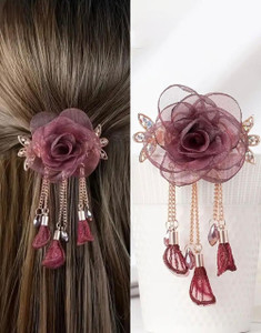 Beauty Flow 1pc Flower Barrette With Tassel Metal Back HAIR CLIP(RANDOM ...