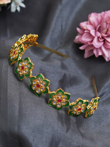 AHOORA Gold Plated Brass Hairband/Mathapatti Hair Band Price in India ...