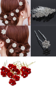 Kalka Fashion Hair Juda Pin With Stones Red Rose Bridal Juda Pins for ...