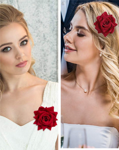 PSYCHFLORE BEAUTYFULL RED ROSE DUAL CLIPS SET OF 2 PC-RS1 Hair ...