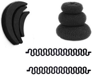Sharum Crafts 3pc puff set 3 hair donut & 2pc French Choti Mker Hair ...