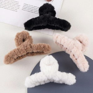 Freebies Korean big clature Fur Hair Clip For women & Girls Set of 4 ...