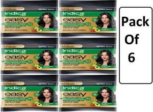 Indica Easy Shampoo Hair Colour + Conditioner + Serum , Natural Black ...