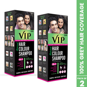 VIP Hair Colour Shampoo 180ml(Pack of 2)|Pump Pack|Ammonia-Free|Natural ...