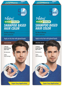 Nisha Hair Colour Shampoo for Women & Men Original Black & Dark Brown ...