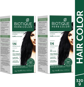 BIOTIQUE Herbcolor Conditioning | 100% Grey Coverage in 15 Minutes | 1N ...