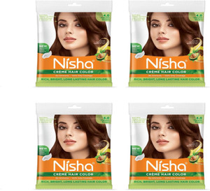 Nisha Creme Hair Color Pouch 40 gm ,Natural Brown (Pack OF 4) , Natural ...