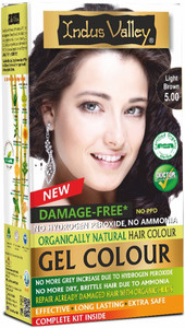 Indus Valley Damage Free Gel Hair Colour Light Brown 100% Grey Coverage ...