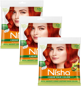 Nisha Creme Hair Color Pouch 40 gm ,Copper Red (Pack OF 3) , Copper Red ...