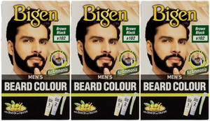 Bigen Men's Beard Color B102 Brown Black( PACK 3) , Brown black 102 ...