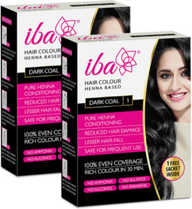 Iba Hair Colour Henna Based For Women (Pack of 2) 2 x 70g (140g) , Dark ...